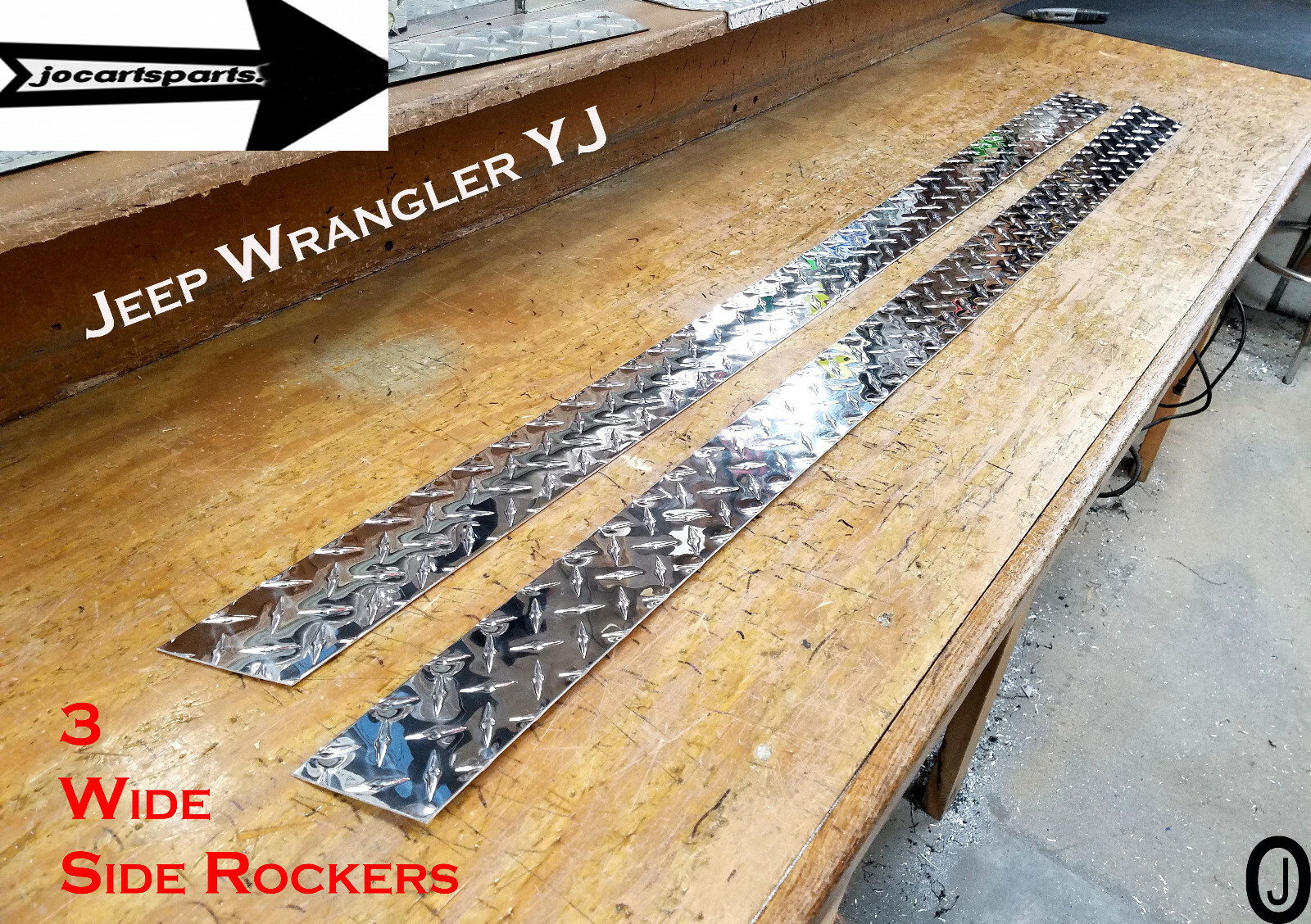 Fits Jeep Wrangler YJ 3 Inch Wide Polished Aluminum Diamond Plate Side ...