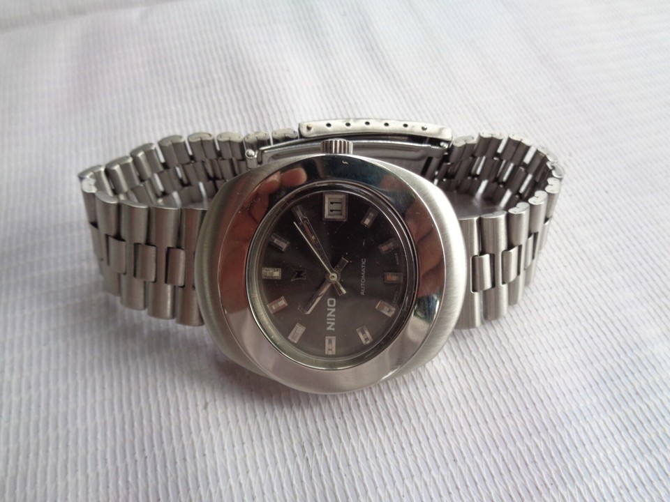 RARE Swiss SS Vintage Nino Men's Automatic Wristwatch | Gray Oval Dial ...