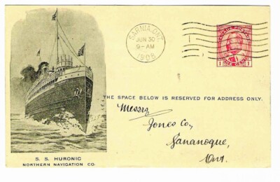 S.S. Huronic Stationary Card NNC1 | eBay