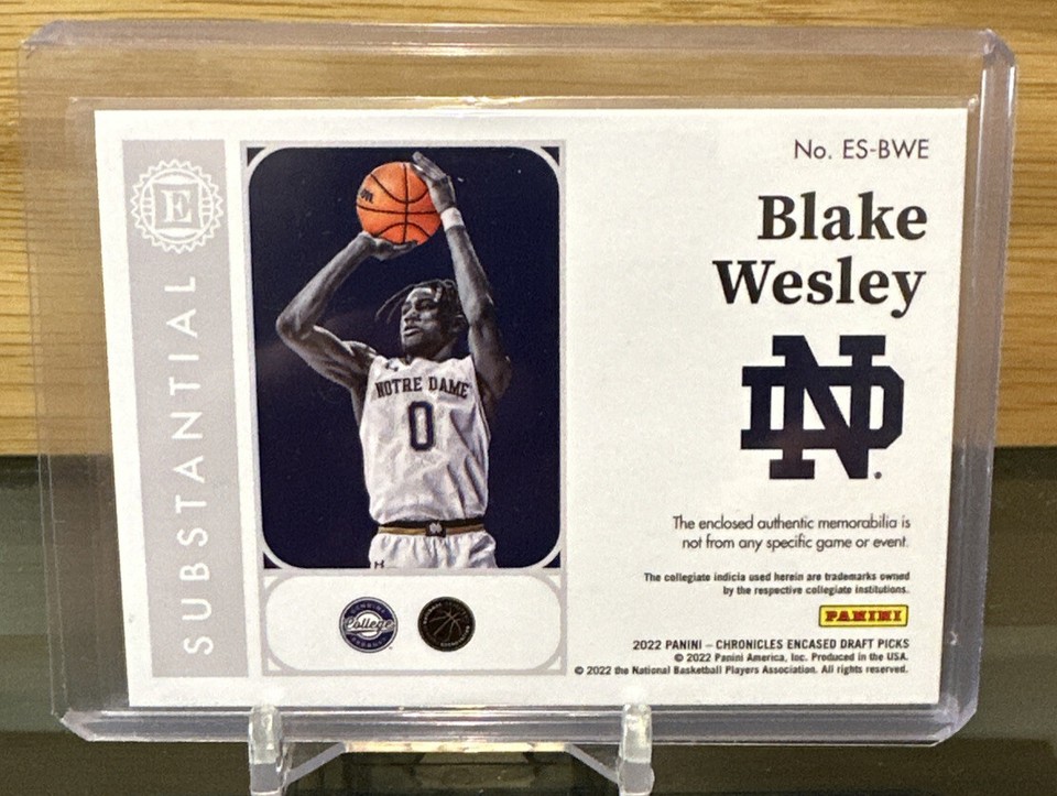 BLAKE WESLEY 2022-23 Panini Chronicles Draft Picks Encased Substantial ...