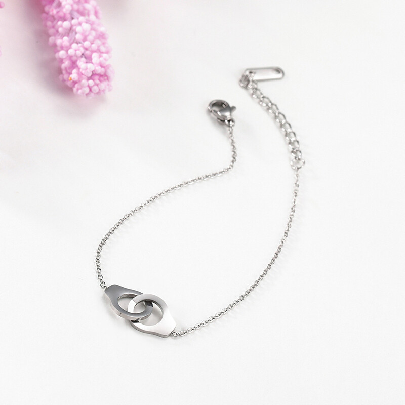 Stainless Steel Bracelet Handcuff Interlocking Pendant Fashion Trendy ...