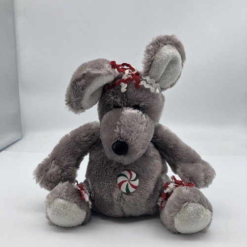 Dan Dee Christmas Gray Holiday Plush Peppermint Candy Buttons dog mouse ...