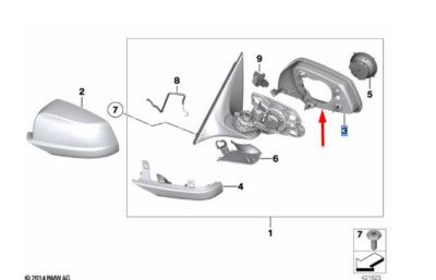 NEW BMW 5 F10 FRONT RIGHT DOOR MIRROR SUPPORTING RING 51167266032 OEM ...