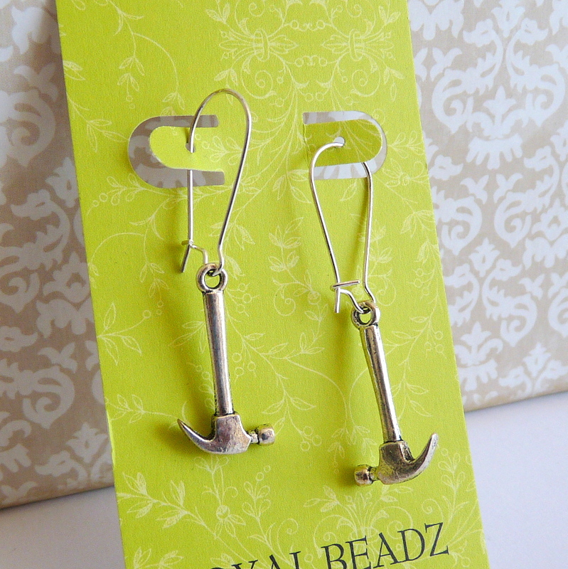 Hammer Tool Carpenter Carpentry Construction Theme Earrings Silver ...
