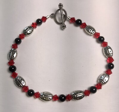 Handcrafted Crystal Lady Bug Black Onyx And Red Crystal | eBay