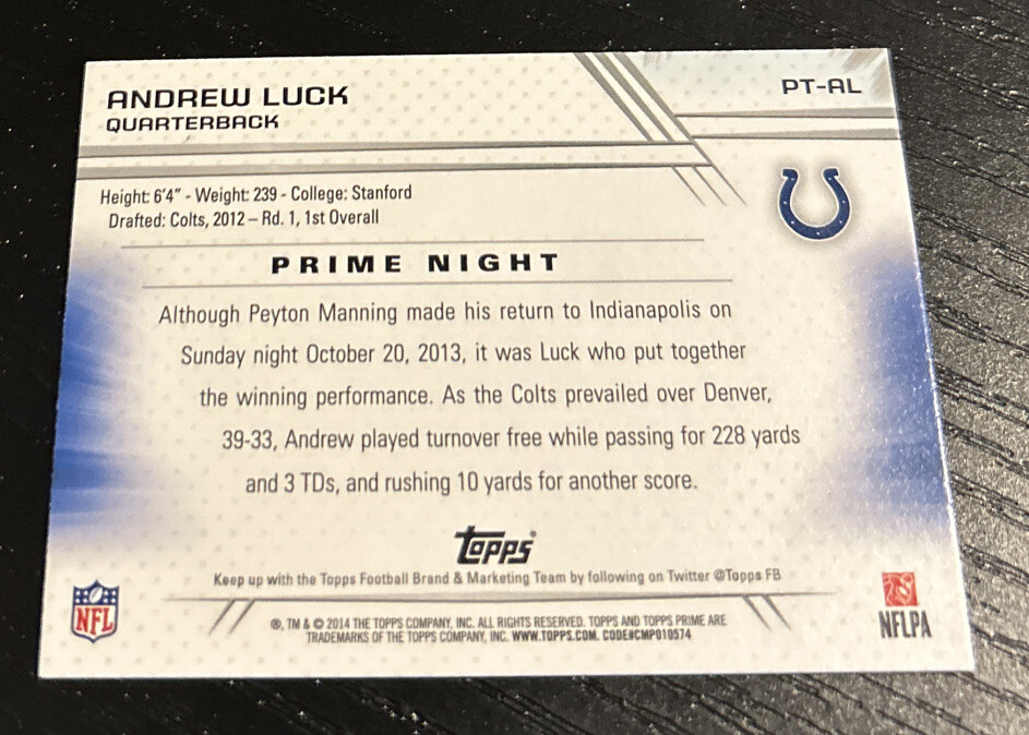 2014 Topps Prime Andrew Luck Prime Timers | eBay