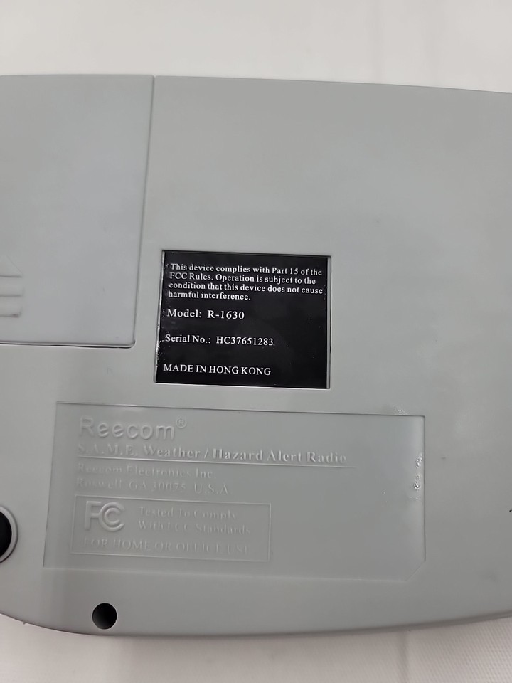 Reecom R-1630 Weather Hazard Alert NOAA Radio w/ AC Power Adapter ...