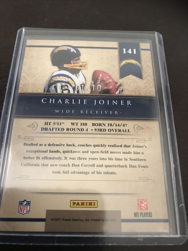 Panini Gold Standard Charlie Joyner Base SSP Chargers /10 Legend | eBay