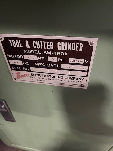 Enco Tool & Cutter Grinder, Model BM – 450 A, With Eldorado Gun Drill ...