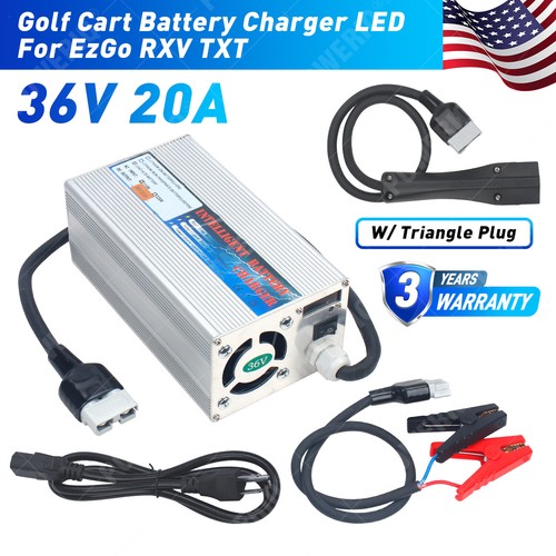 36 Volt 20 Amp Golf Cart Battery Charger LED with Triangle Plug for ...