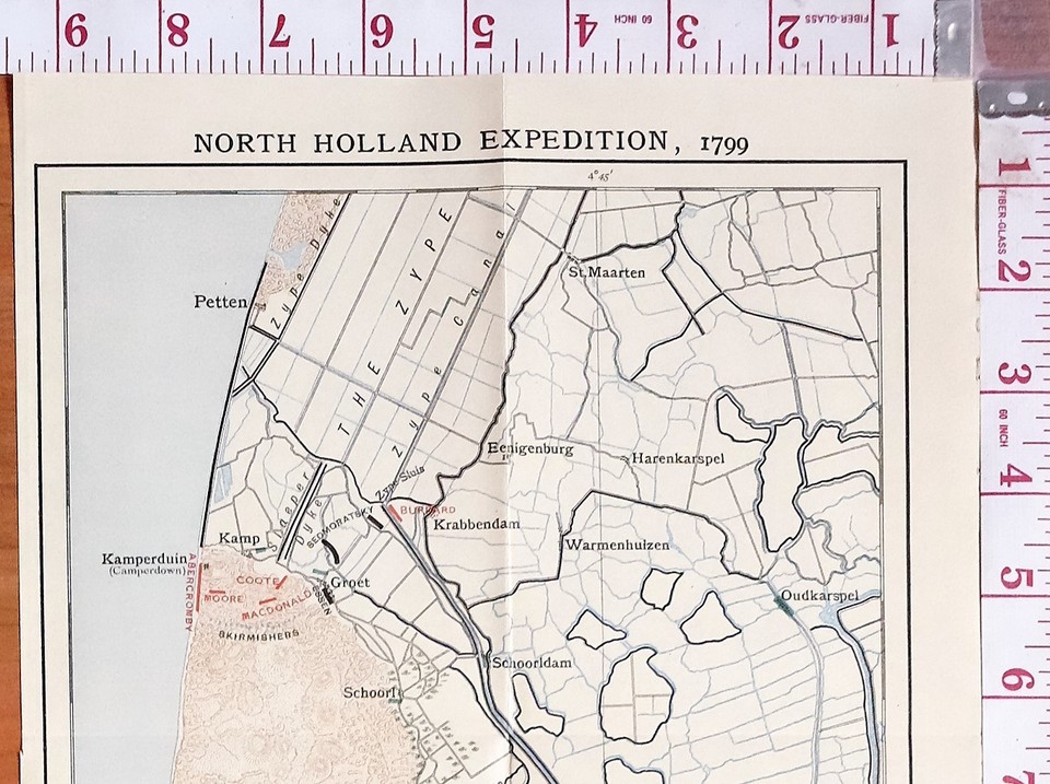 MAP/BATTLE PLAN NORTH HOLLAND EXPEDITION 1799 SOUTHERN SECTION PETTEN ...