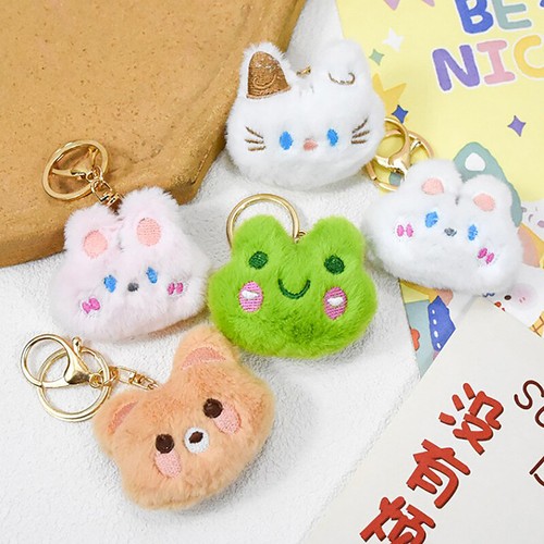 Cute Plush Toy Doll Squeak Keychain Fluffy Soft Stuffed Toy Backpack ...