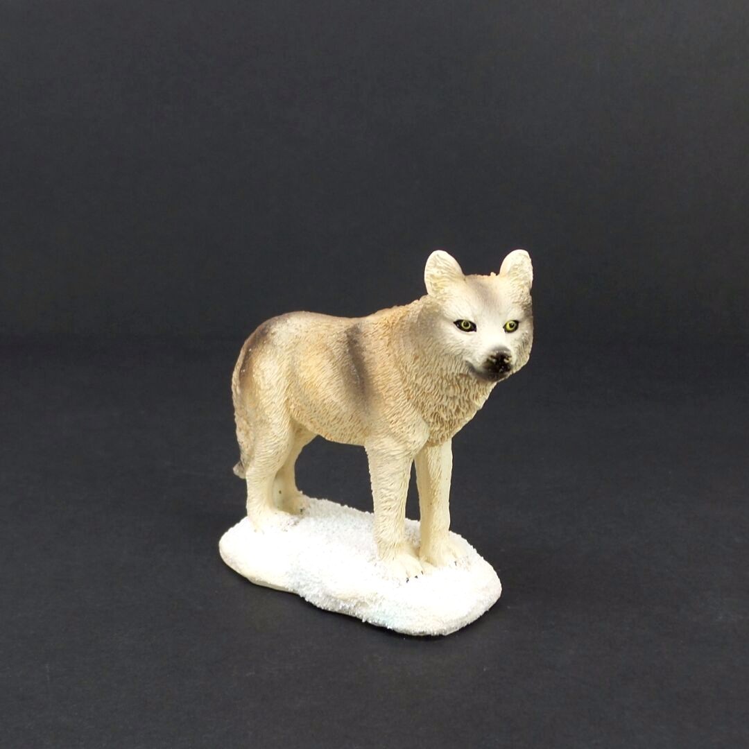 Small Wolf in the Snow Figurine 3" Tall Wild Animal Collectible Statue ...