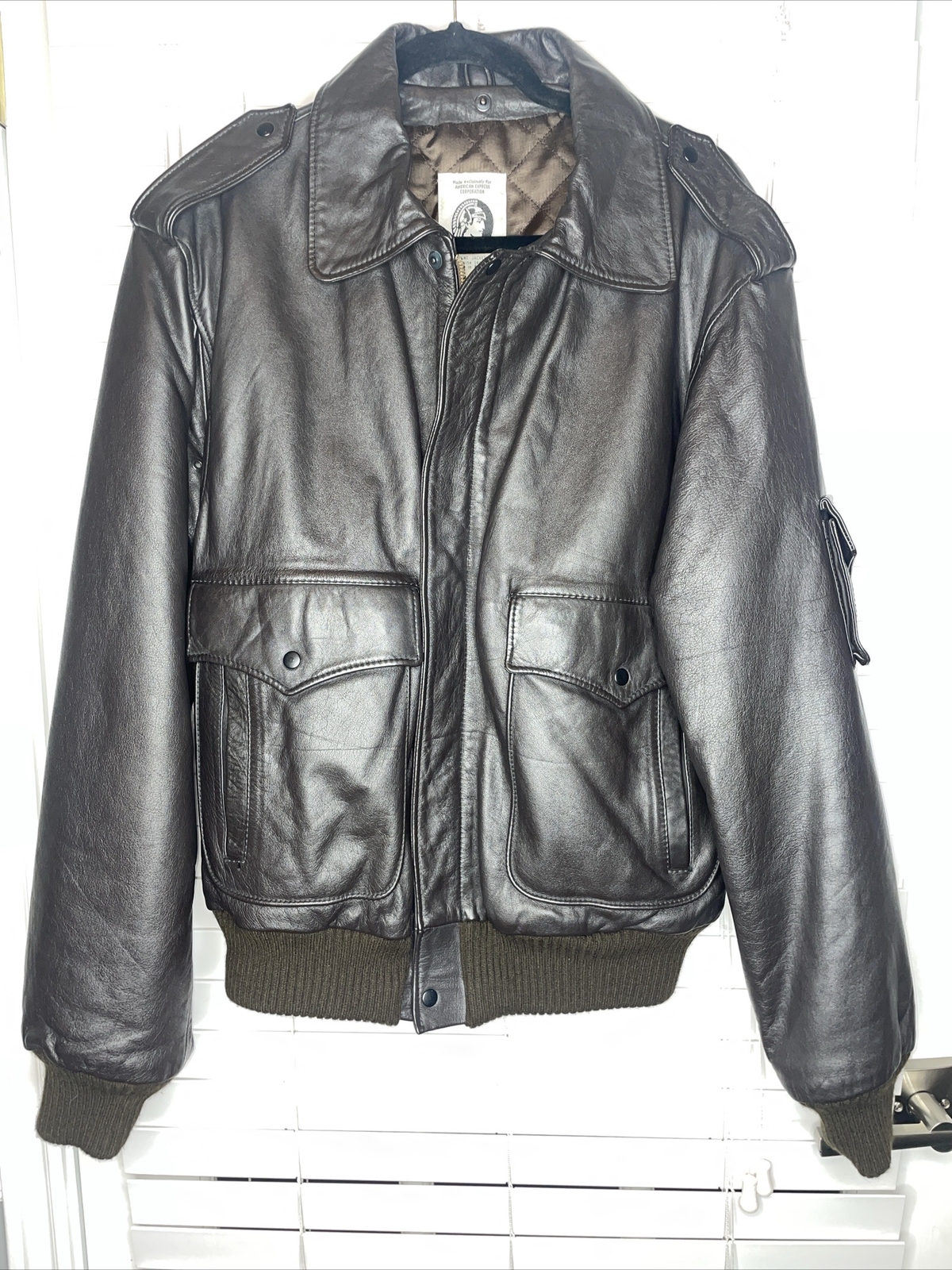 Vintage AMERICAN EXPRESS Leather A-2 BOMBER FLIGHT JA… - Gem