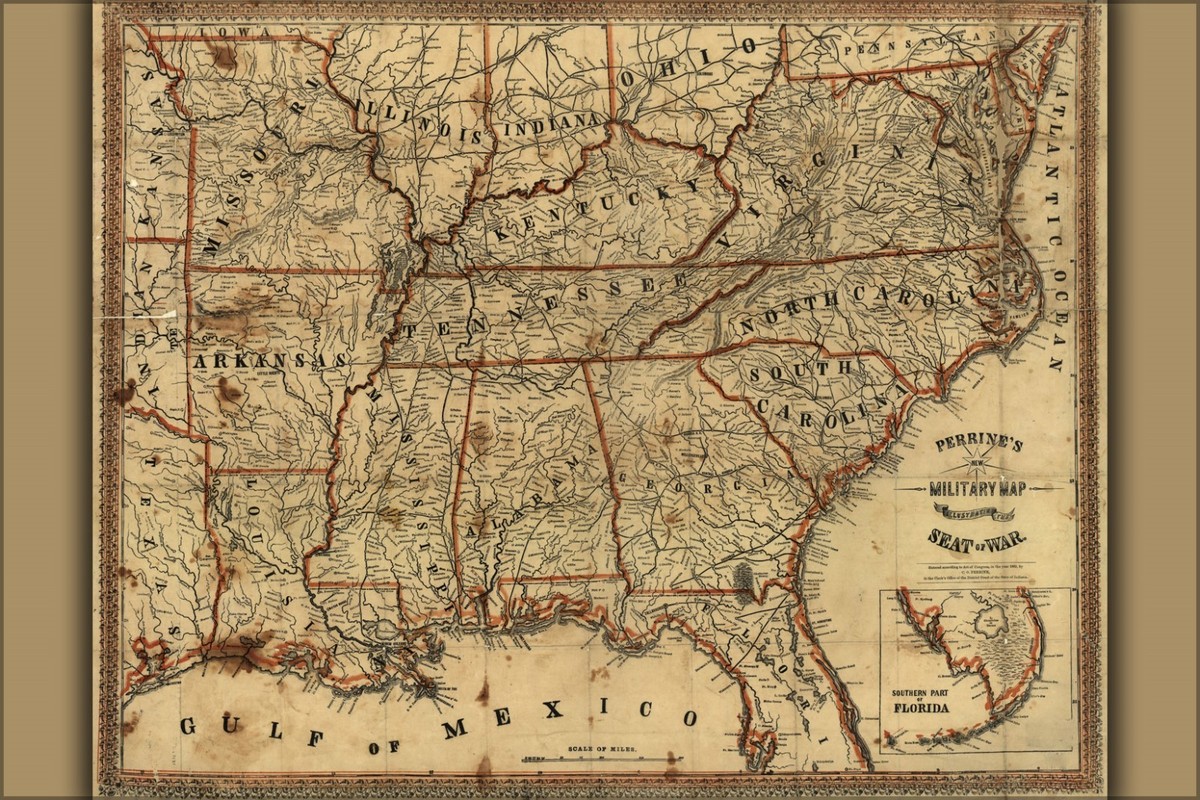 American Civil War Map North And South
