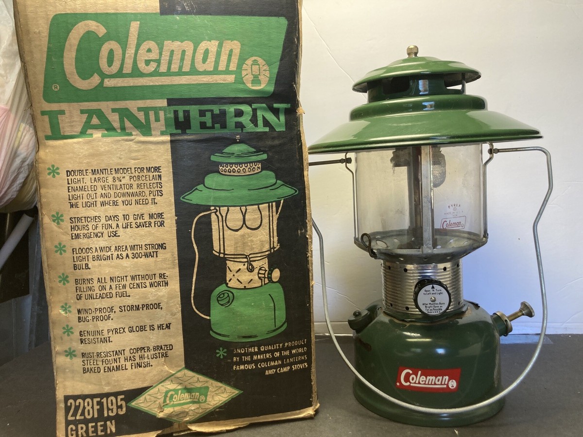 Vintage Coleman 228F Double Mantle Lantern Pyrex Glass 海外 即決 - スキル、知識