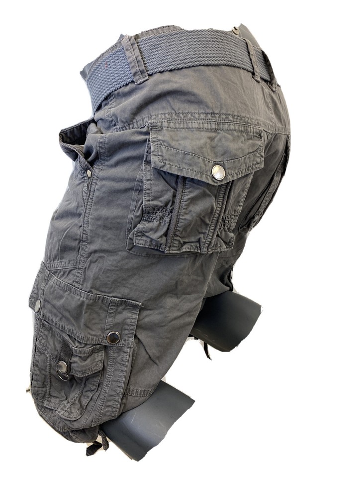 Mens STEINTEX CARGO SHORTS CHARCOAL WASH MMA 32 34 36 38 40 42 44 BLACK ...