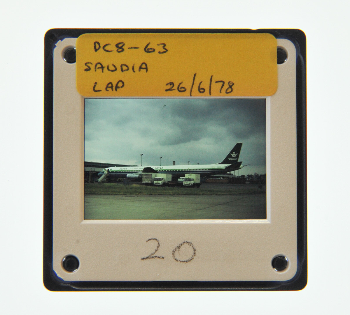 35MM SLIDE AIRCRAFT 1978 DOUGLAS DC8-63 SAUDIA AIRLINES AT HEATHROW A81 ...