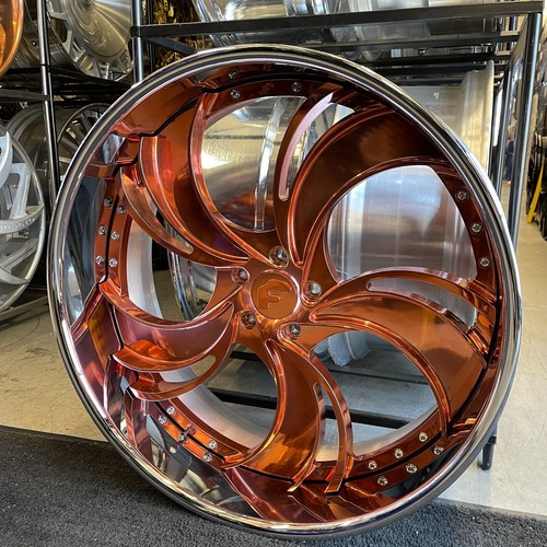 26x9-10 FORGIATO WHEELS G2 ROSE GOLD 3D FLOATER CAP OLD SCHOOL CAPRICE ...