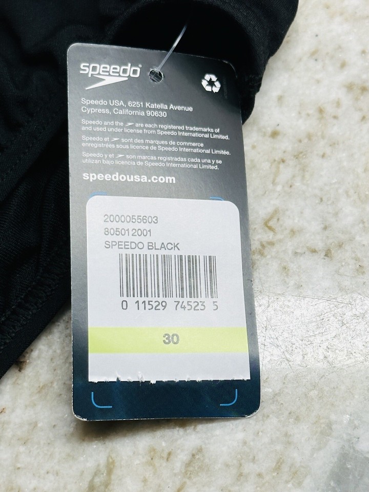 Speedo Men's Endurance+ Brief A Black Swim Bikini Swimsuit Drawstring ...