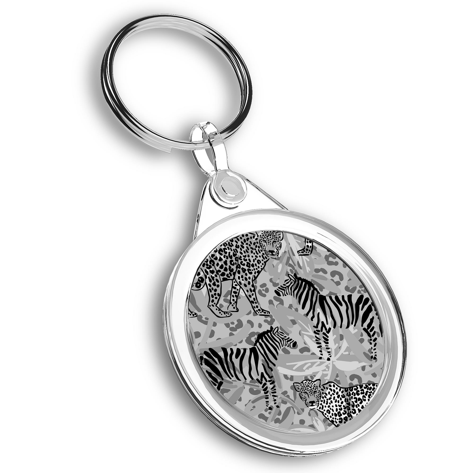 Keyring Circle - BW - Cute Leopard Zebra Neon 80's #35856 | eBay