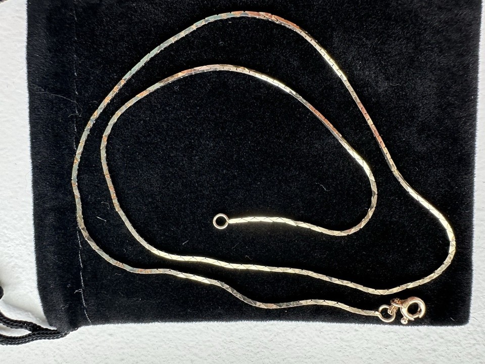 VINTAGE Italy Solid 14k Yellow Gold Flat Triangle Link Chain 16 ...