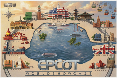 Epcot World Showcase Lagoon Country Map POSTER 11x17 GLOSSY Italy ...