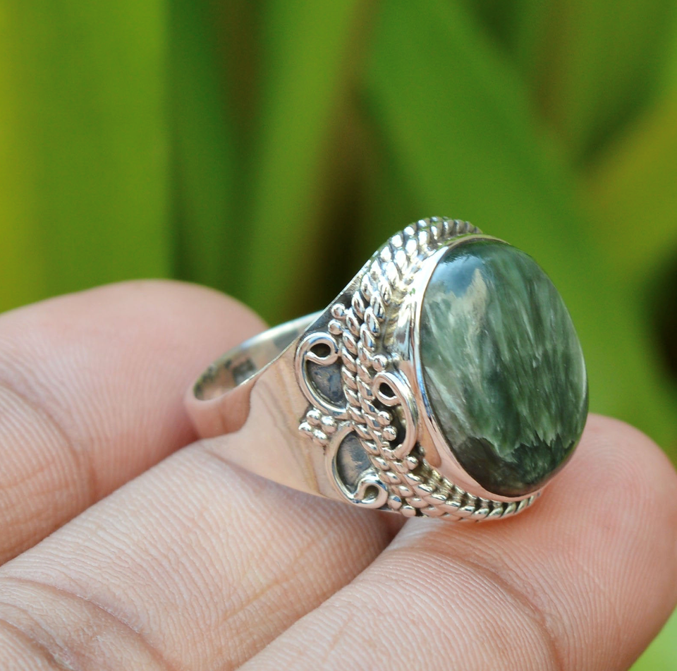 Seraphinite Ring 925 Sterling Silver Handmade Beautiful Ring All Size ...