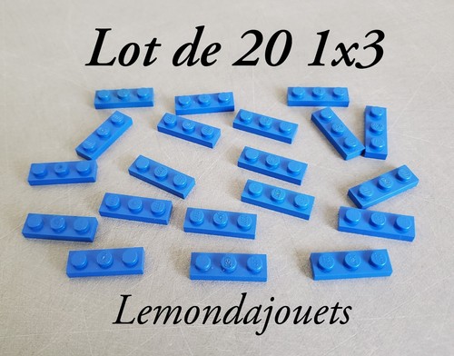 LEGO 3623 Lot de 20 Plat 1x3 Plate - Bleu Blue 1 x 3 3x1 3x1 Plaque ...