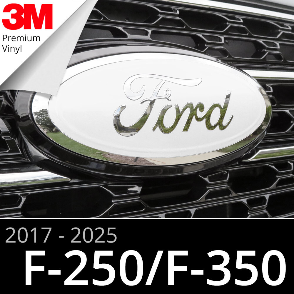 2017-2025 Ford F250/F350 Emblem Overlay Insert Decals - White (Set of 2 ...