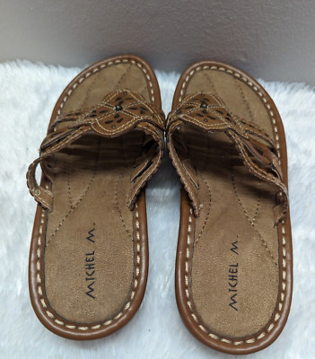Michel M-Brown Thong Sandals w/Embellishment- size 7 | eBay