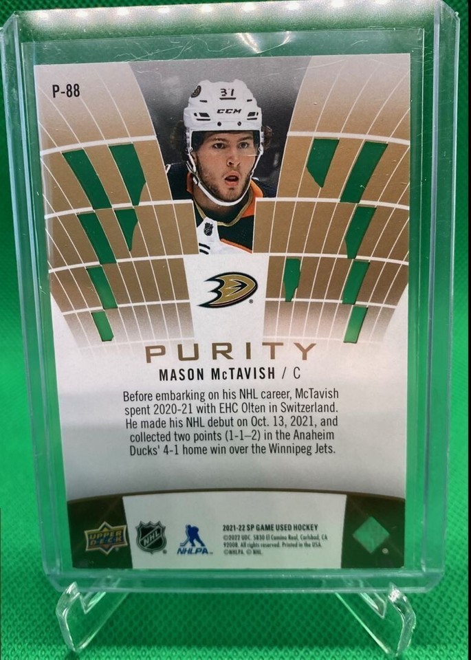 2021-22 SP Game Used Purity Gold Mason McTavish 014/150 Anaheim Ducks # ...