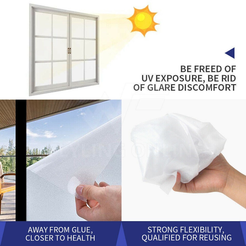 5M Roll Frosted Window Film Bubble Free Self.Adhesive Etched Privacy ...