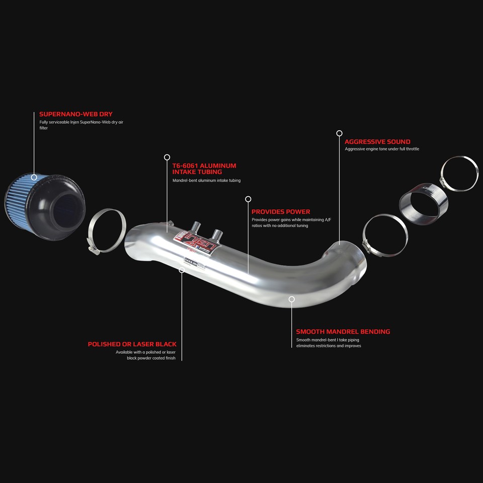 Injen IS1120BLK Aluminum Short Ram Cold Air Intake for 2000-06 Mini ...