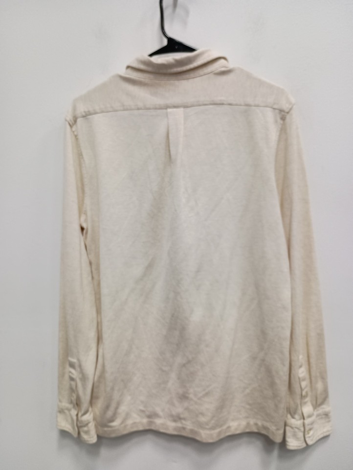 Polo Ralph Lauren Shirt Mens Large Beige Embroidered LOGO Preppy Long ...