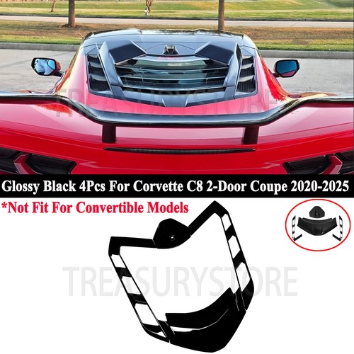 For Corvette C8 Coupe 2020-Up Gloss Black Rear Engine Bay Window Trim ...