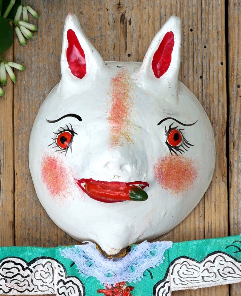 Bunny Rabbit Man Coconut Head Handmade & Hand Painted Guerrero Mexican ...