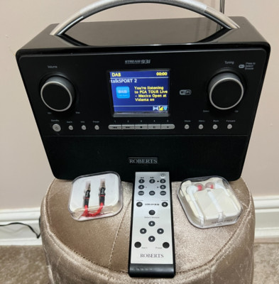 Roberts Stream 93i DAB/DAB+/FM/Wi-Fi Black Radio + Remote + P Adapter ...