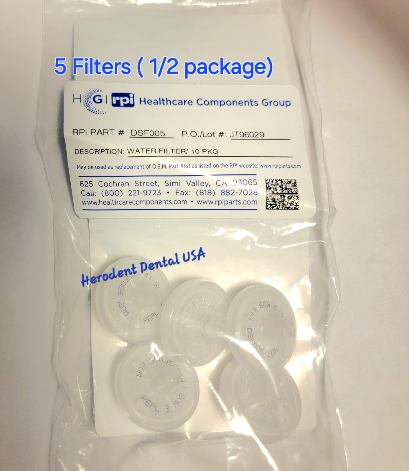 5 Pcs Cavitron Water Disc Filter Replacment DENTSPLY 30K RPI# DSF005 ...