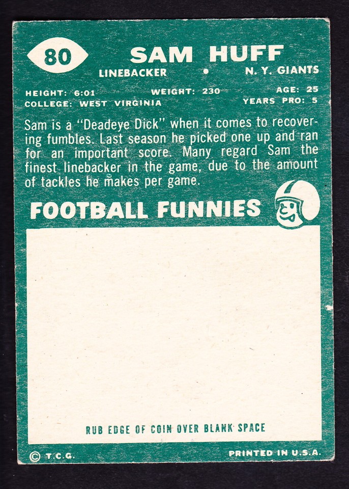 1960 TOPPS #80 SAM HUFF GIANTS | eBay