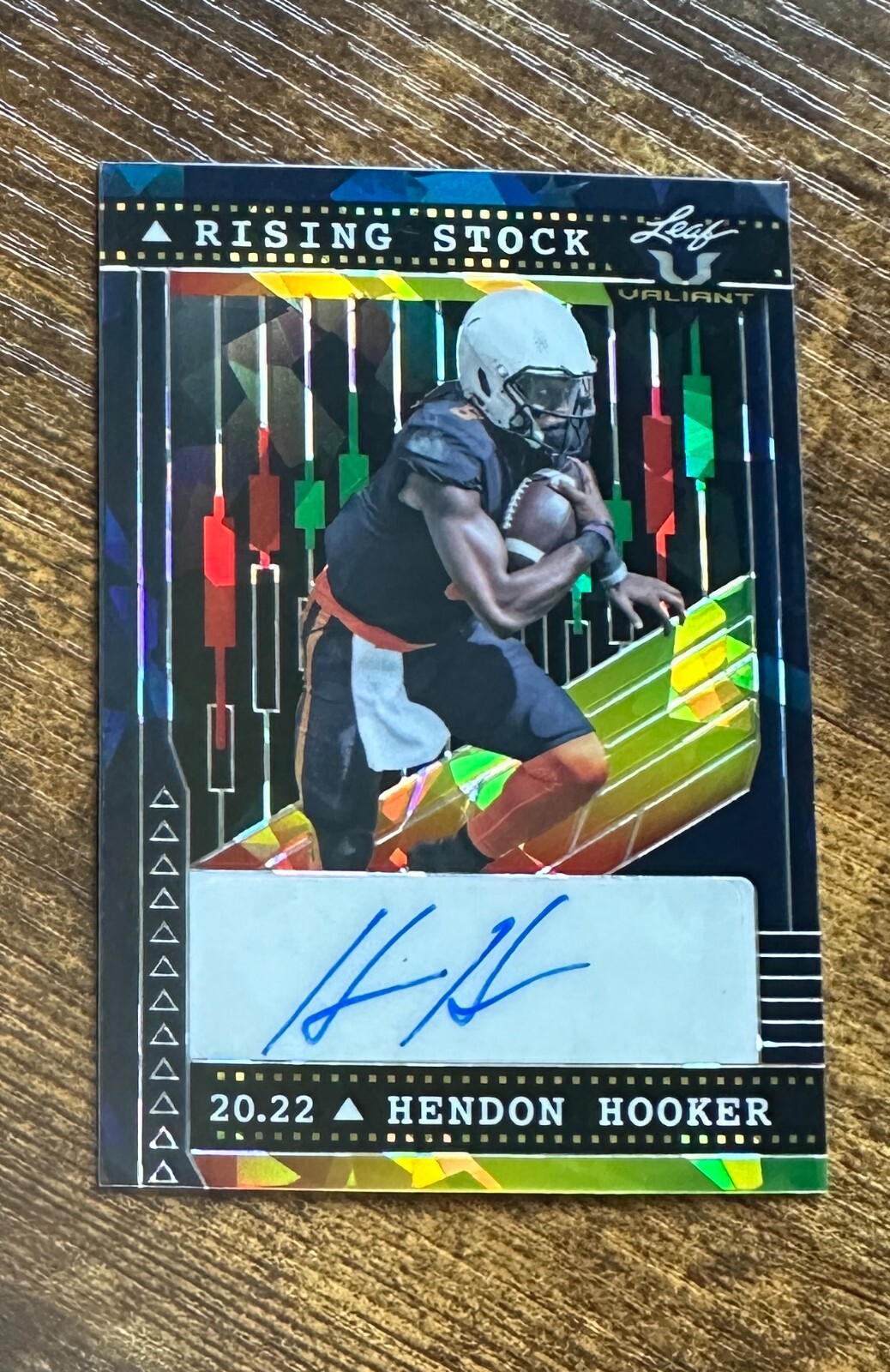 2022 Leaf Valiant Rising Stock Crystal Navy Blue RC Hendon Hooker 1/15 ...