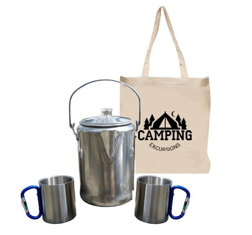 Camping Coffee Pot Set with 2 Carabiner Mugs and Carry Bag 764966719412 ...