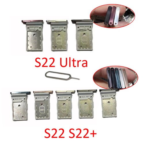 Dual SIM Card Tray Holder Slot Parts + Pin For Samsung Galaxy S22 Ultra ...