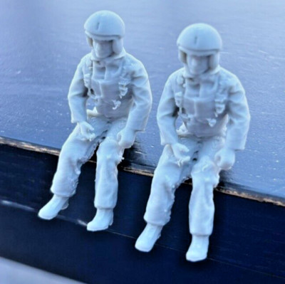2 x Seated FDM printed 1/32 scale helicopter pilot figures. Made in the ...