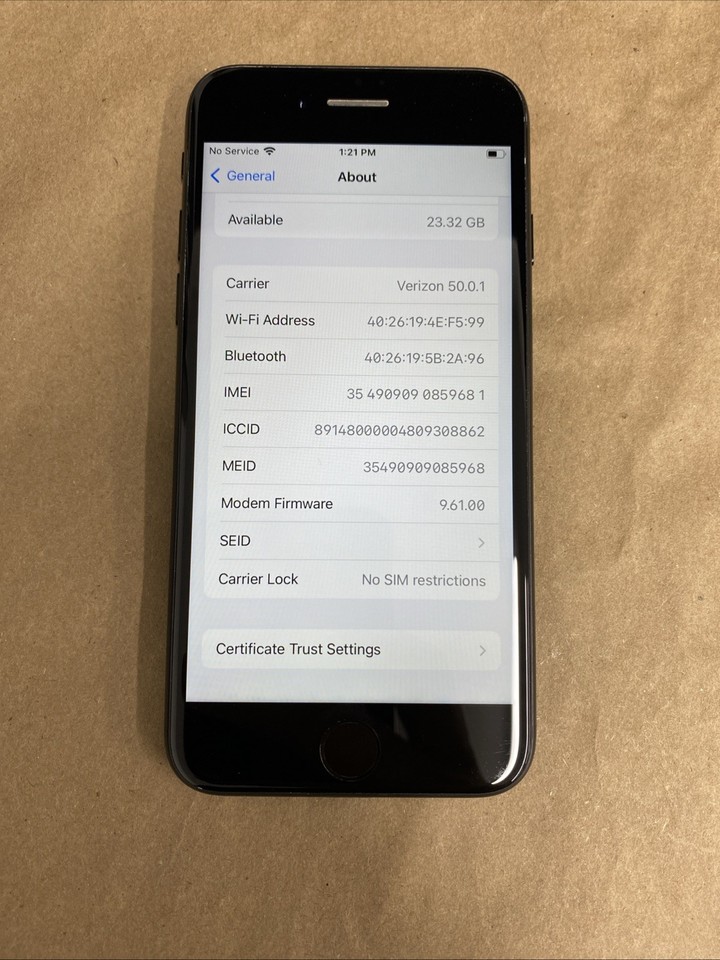 Apple iPhone 7 32GB A1660 (MNAC2LL/A ) Black - Verizon - Unlocked - N70 ...