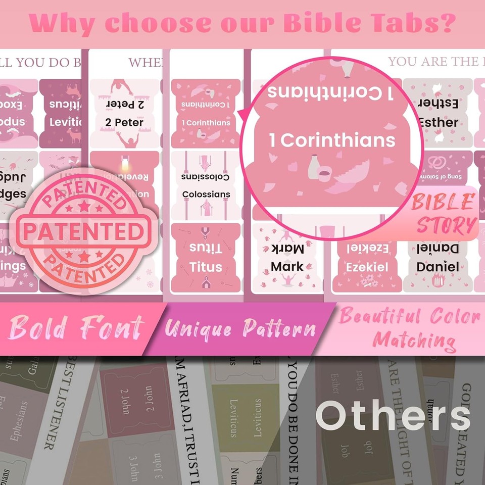 Tabs for Women, Pink Tabs, Laminated Tabs with Unique Stickers, Large ...