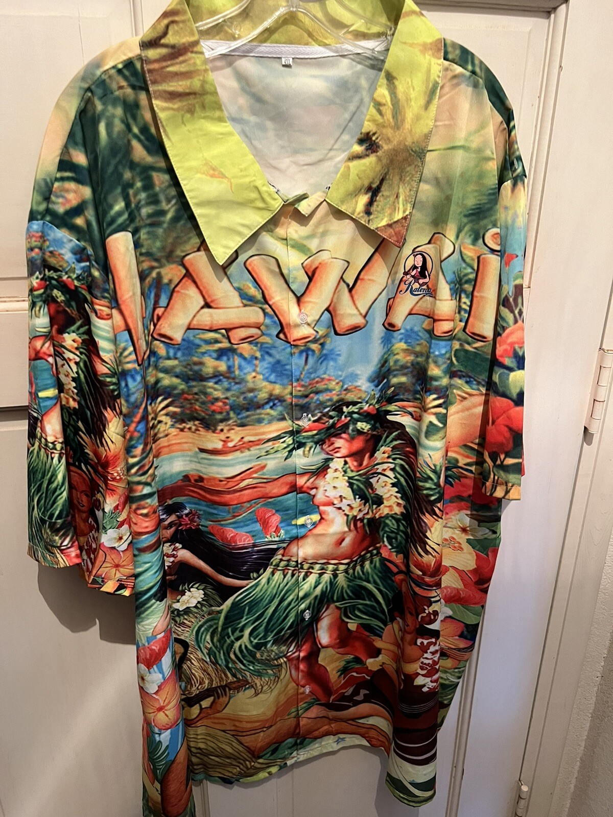 Kalena Mens Hawaii Hula Girl Aloha Shirt 4XL - Gem