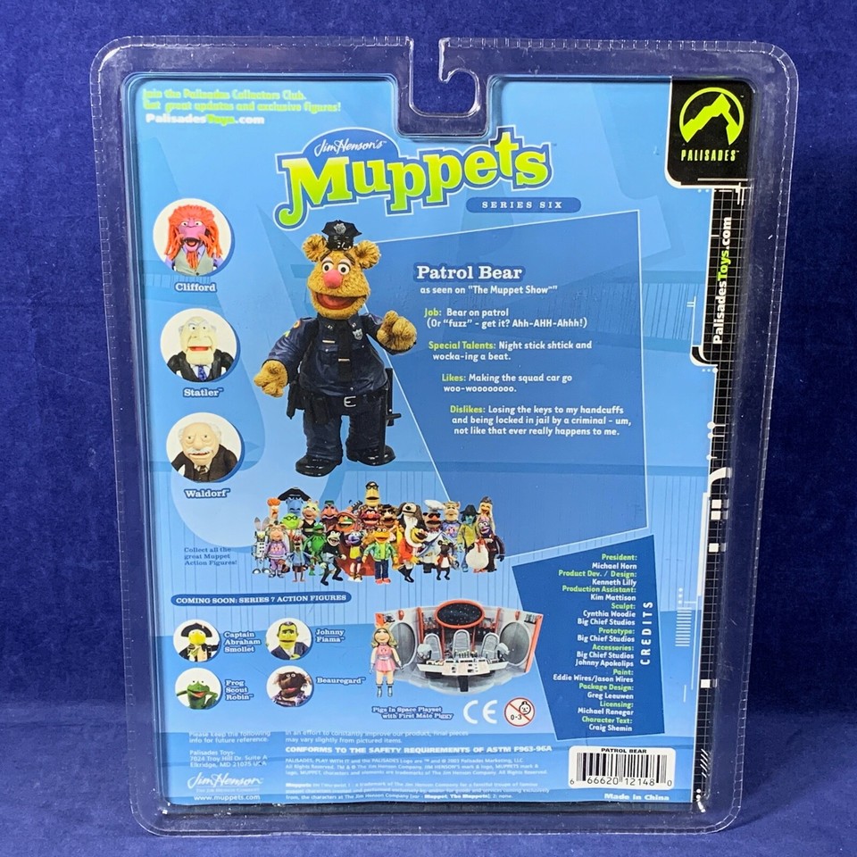 NEW Muppets - PATROL BEAR FOZZIE Action Figure PALISADES Police Uniform ...