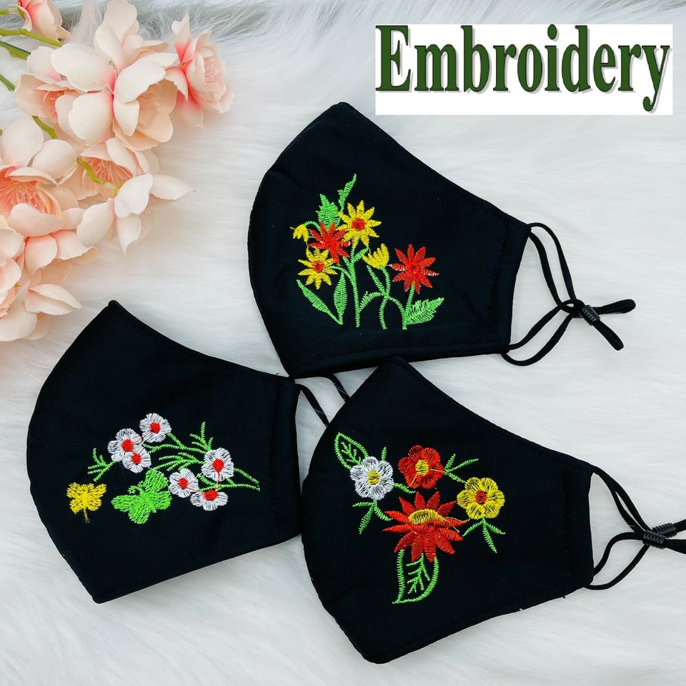 [3 PACK] Face Masks FASHION Polyester/Cotton Triple-Layer Washable - US ...