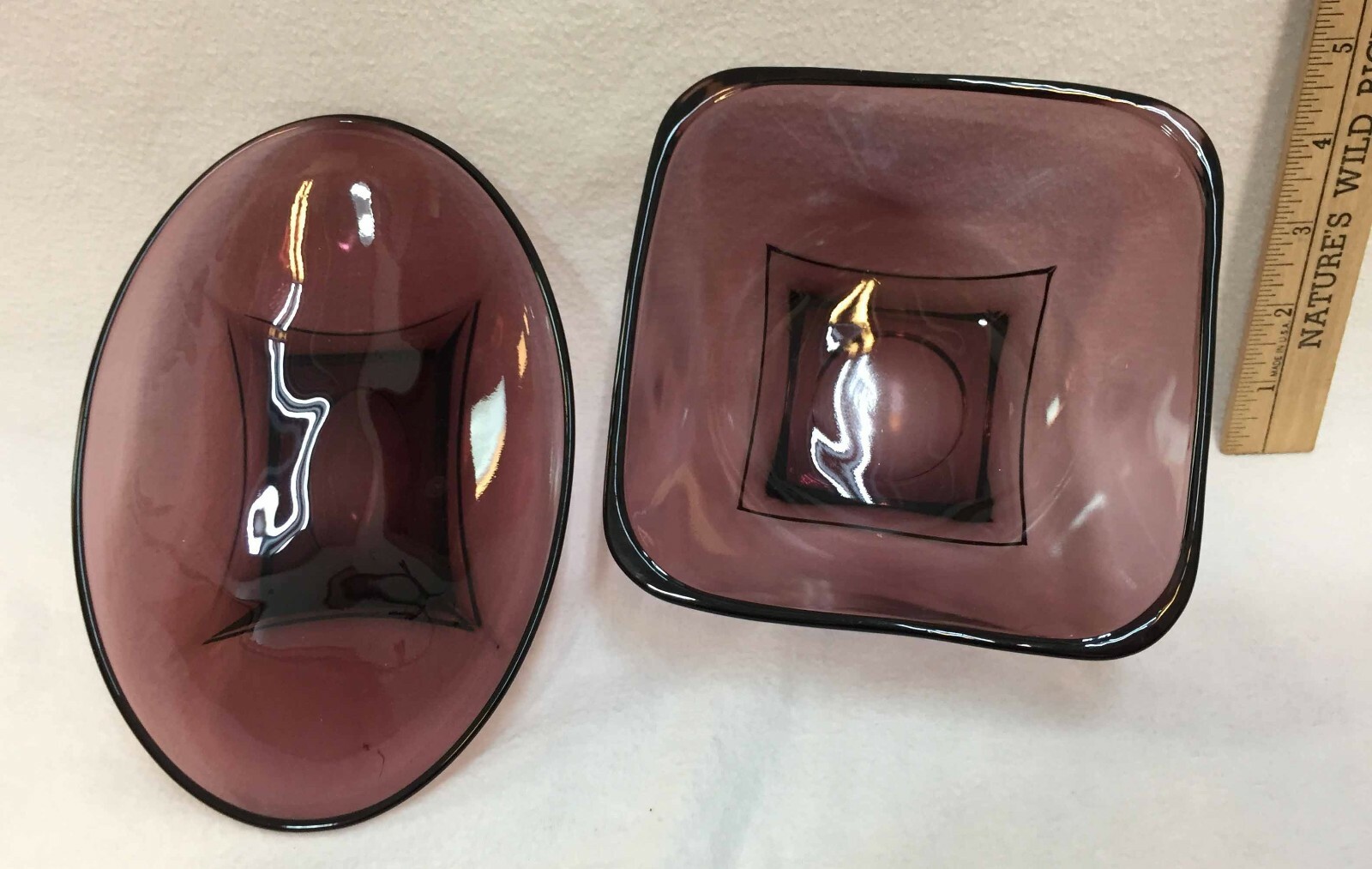 Vintage Hazel Atlas Amethyst Oval Bowl & Amethyst Colony Square Bowl ...